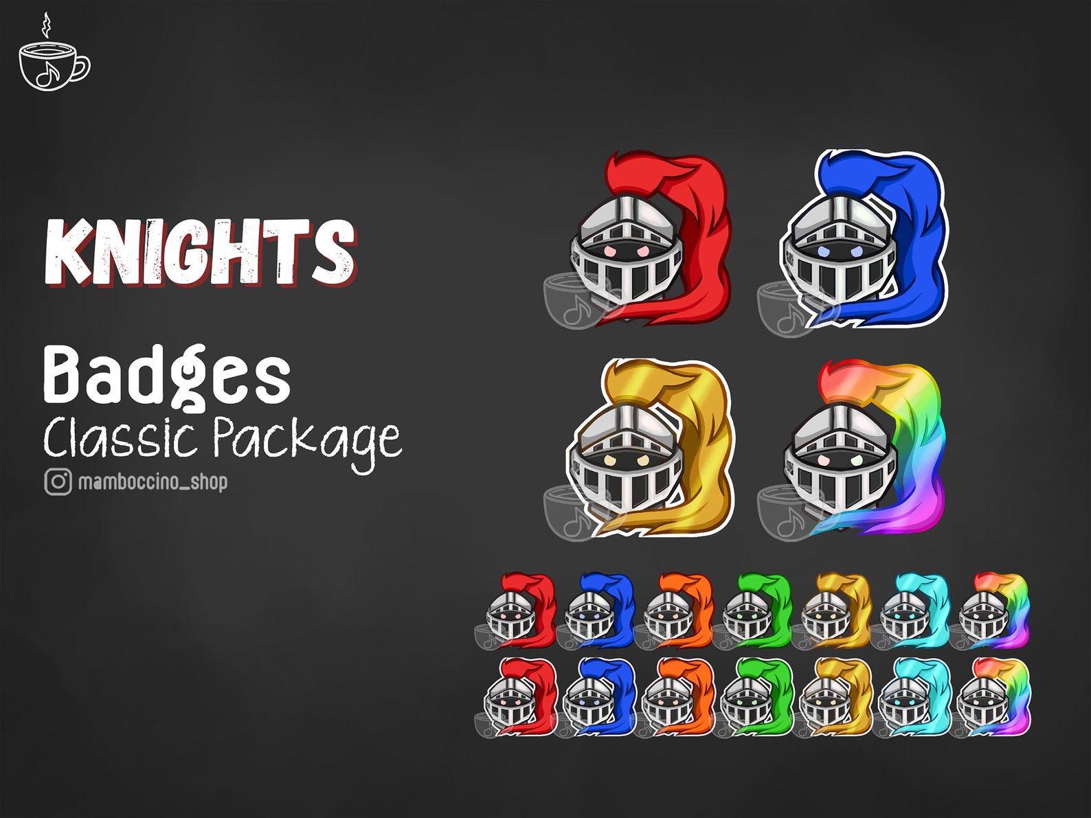 Knight Badges | Classic Pack | 7 Sub/bit Streaming Badges for Twitch ...