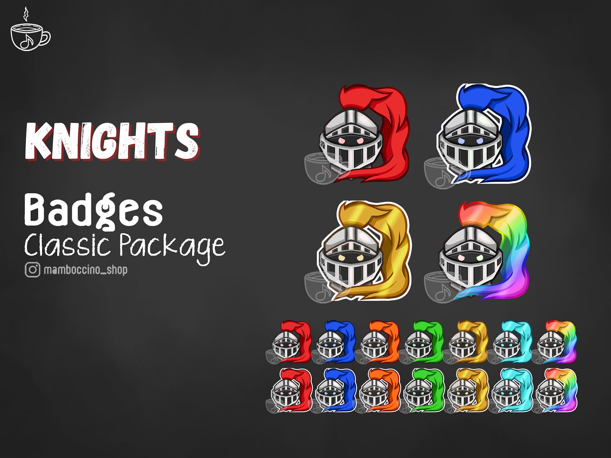 Knight Badges | Classic Pack | 7 Sub/bit Streaming Badges for Twitch ...
