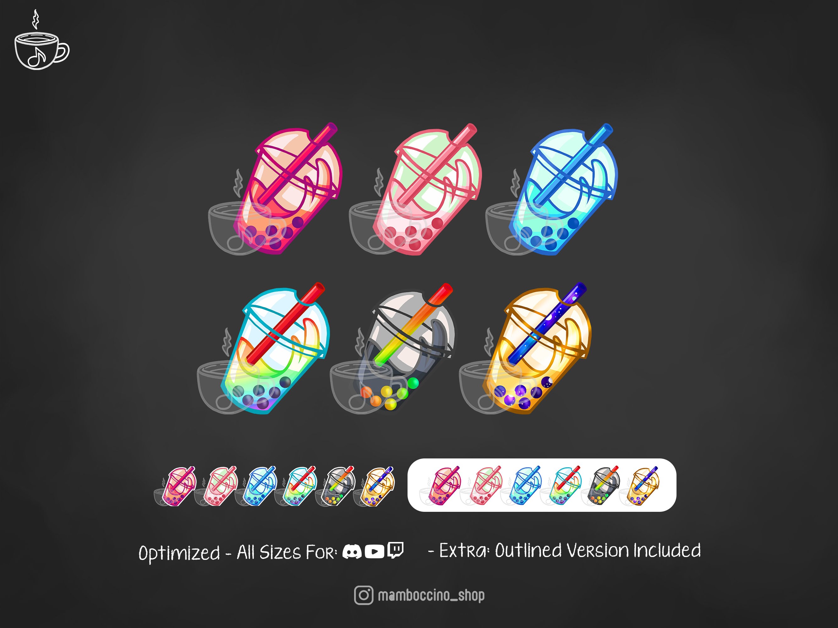 Bubble Teas Badges Recolor Pack 6 Sub/bit Streaming Badges for Twitch ...