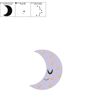 Smiley Face Moon Machine Embroidery Design 4 Sizes, File Formats in Pes ...