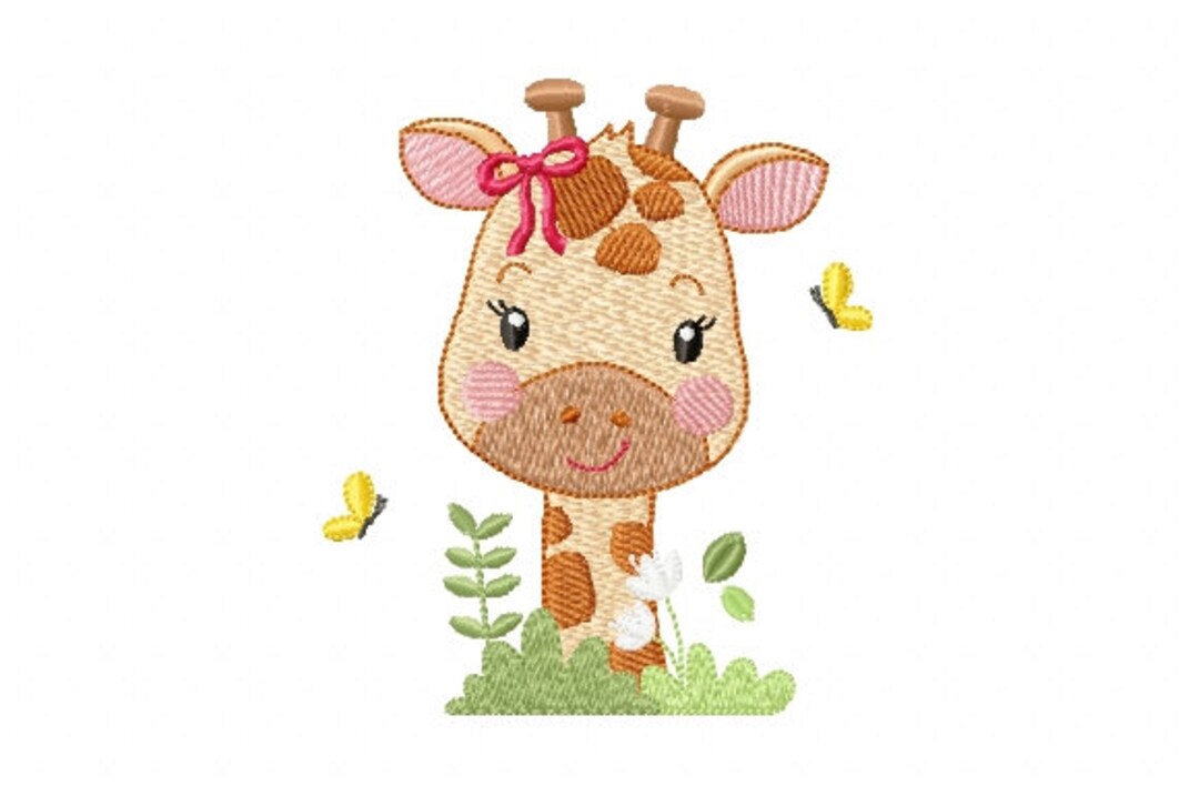 Giraffe Girl Embroidery Design 4 Sizes , File Formats in Pes, Dst, Jef ...