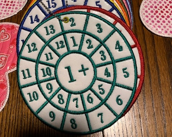 Maths Minus Wheels Embroidery Design 1-12 Circle Charts Montessori ...
