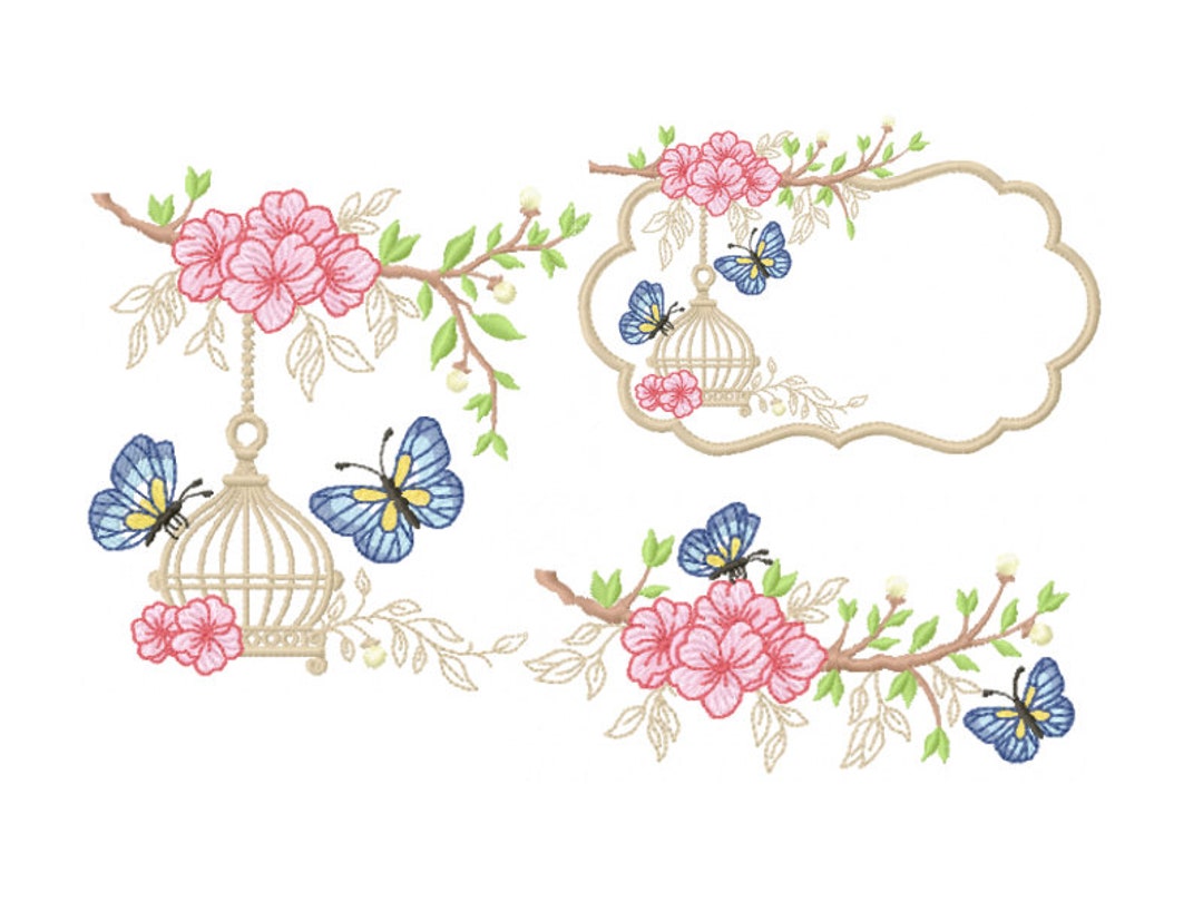 Creative Cage With Butterfly Embroidery Design, Bird Cage Machine ...
