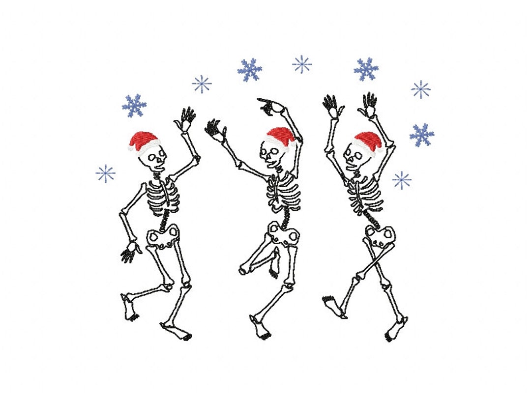 Christmas Skeleton Embroidery Design, Dancing Skeletons Embroidery ...