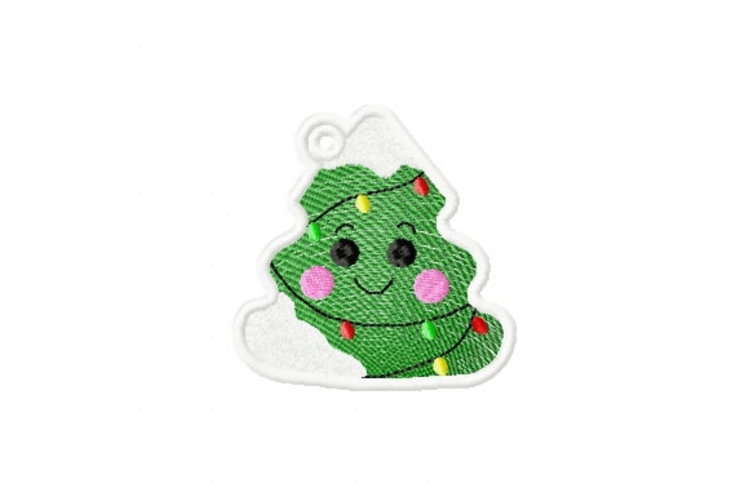 Tree Christmas Key Fob Embroidery Design 2 Sizes , File Formats in Pes ...