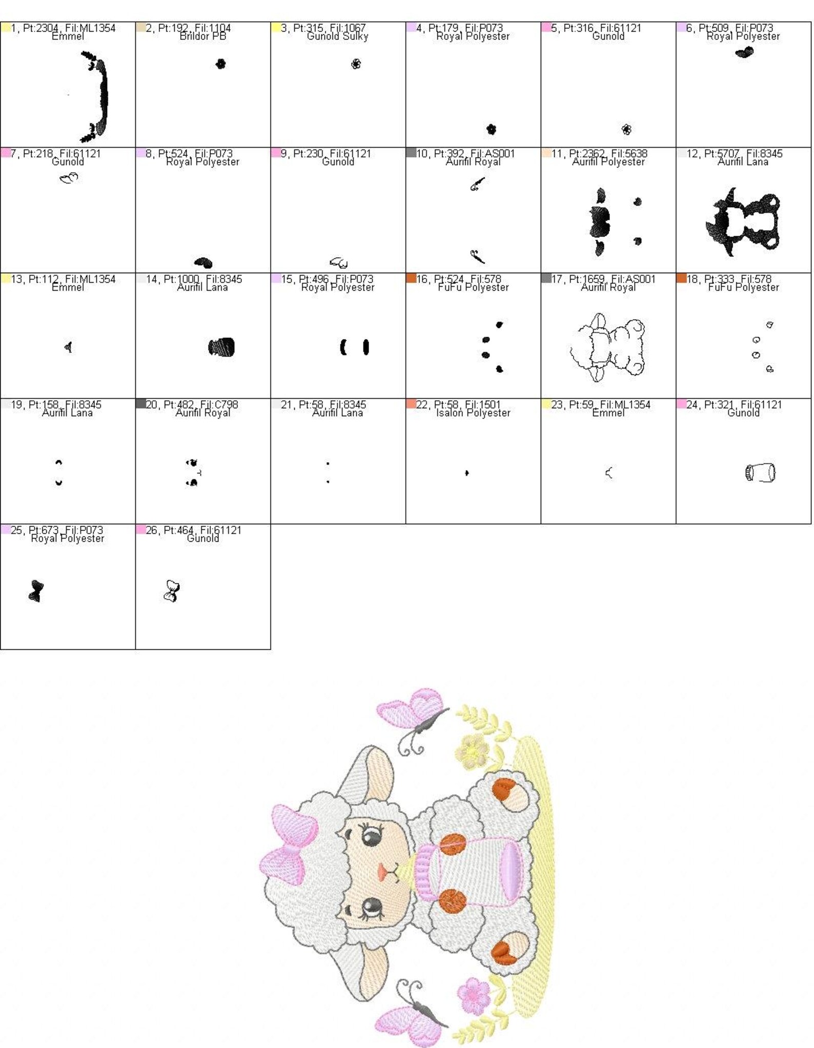 Baby Girl Sheep Embroidery Designs 5 Sizes , File Formats in Pes, Dst ...