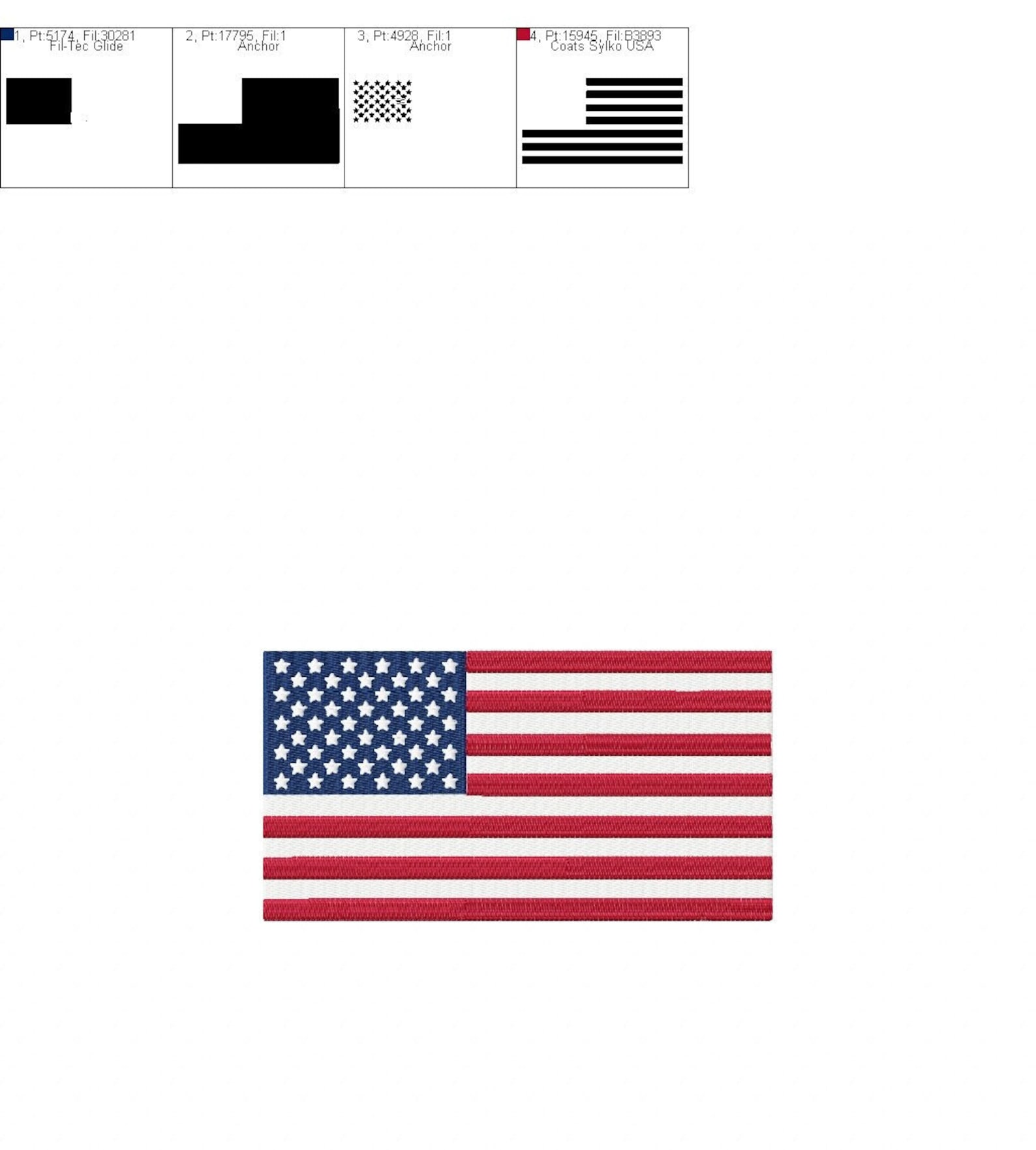 United States Flag Embroidery Design 5 Sizes , File Formats in Pes, Dst ...
