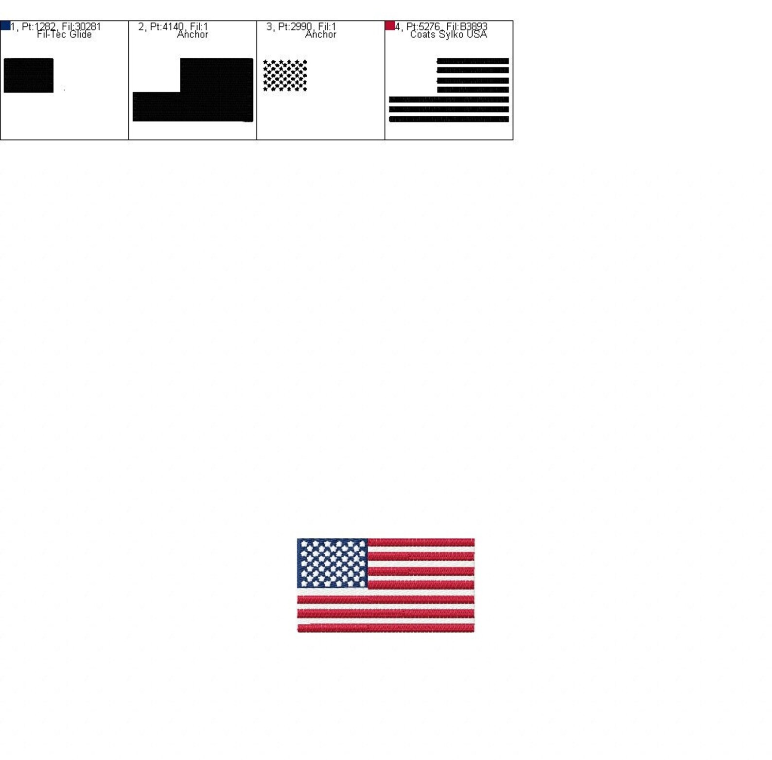 United States Flag Embroidery Design 5 Sizes , File Formats in Pes, Dst ...