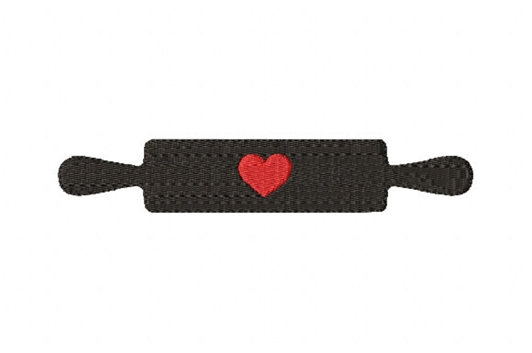 Rolling Pin With Heart Embroidery Design 5 Sizes , File Formats in Pes ...