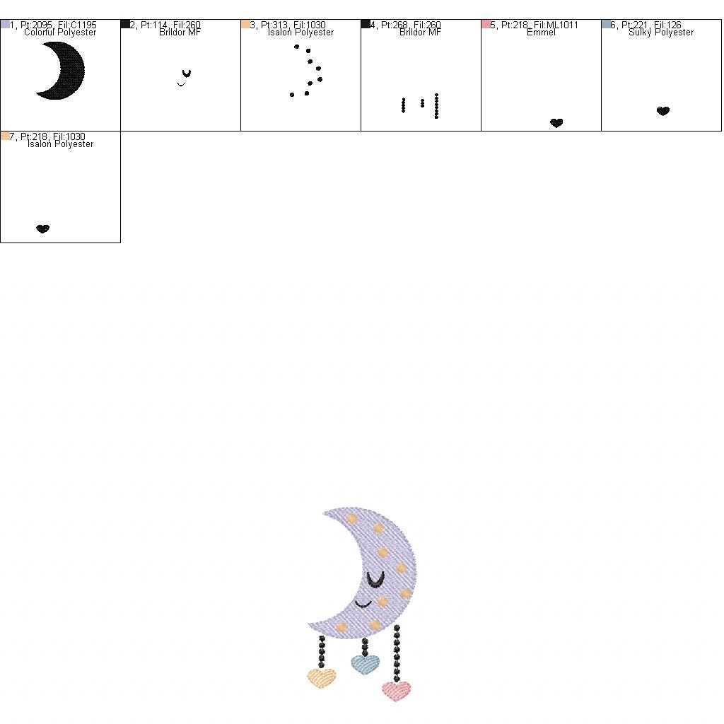 Smiley Face Moon With Hearts Machine Embroidery Design 4 - Etsy