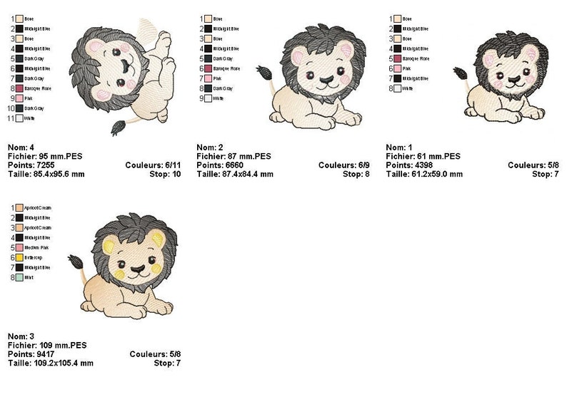 Lion Embroidery Design 4 Sizes File Formats in Pes Dst - Etsy