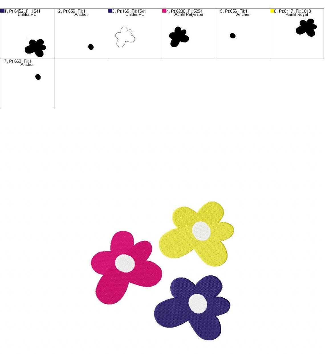 Daisy Flower Embroidery Design 5 Sizes, File Formats in Pes, Dst, Jef ...