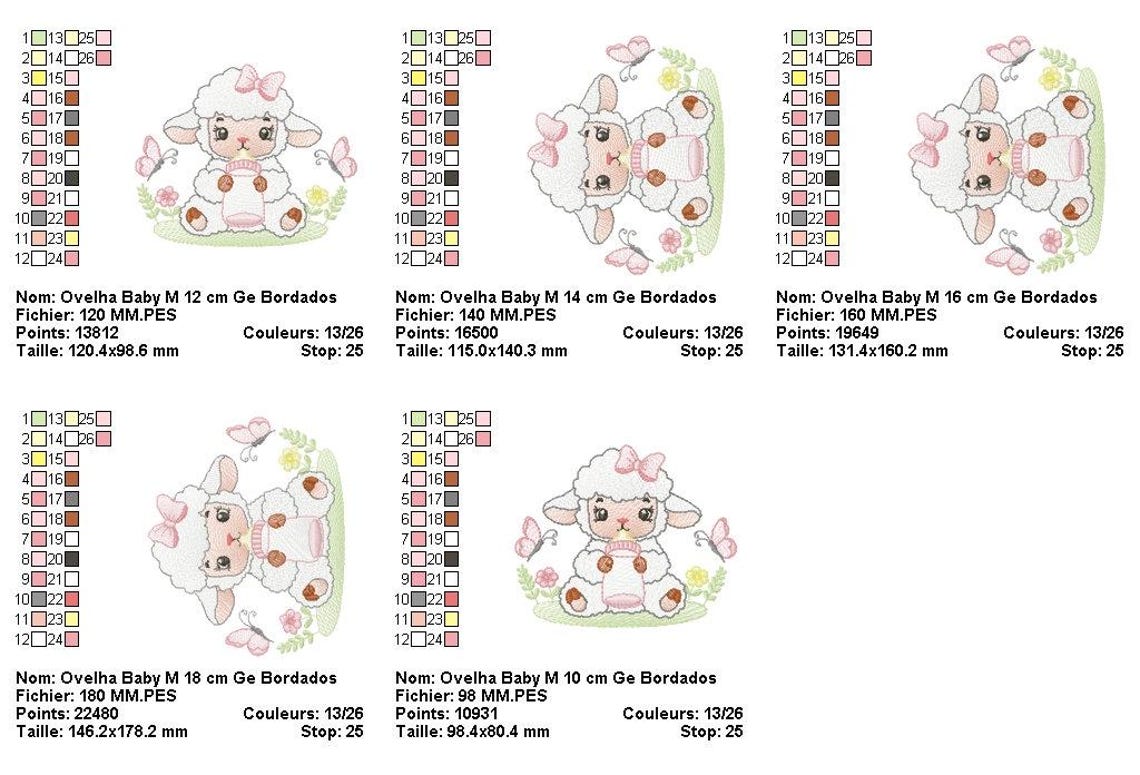 Baby Girl Sheep Embroidery Designs 5 Sizes , File Formats in Pes, Dst ...
