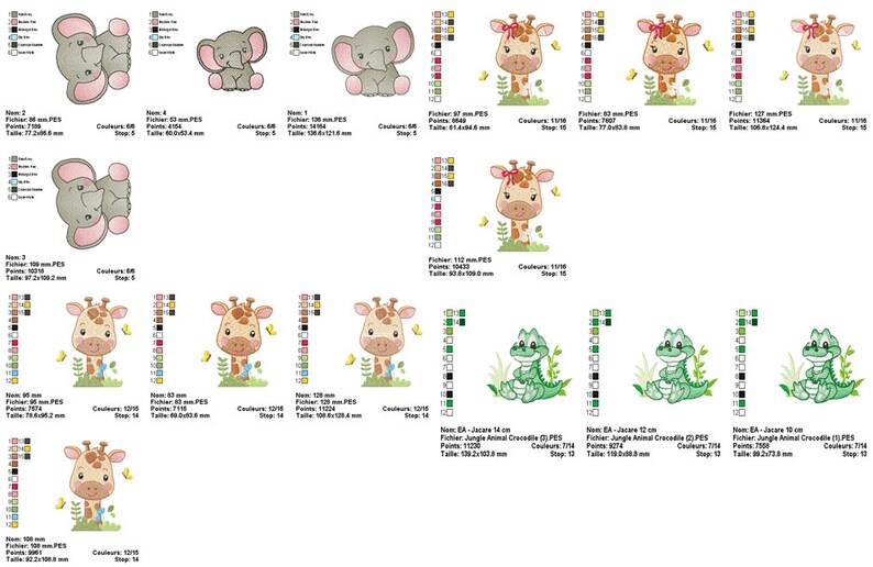 20 Safari Animals Embroidery Designs 3 Sizes Baby Embroidery - Etsy