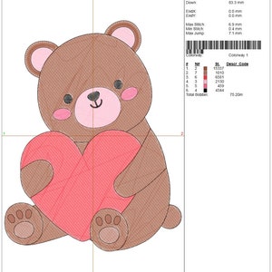 Love Bear Valentine Embroidery Design, Digitized Design Filled in ...