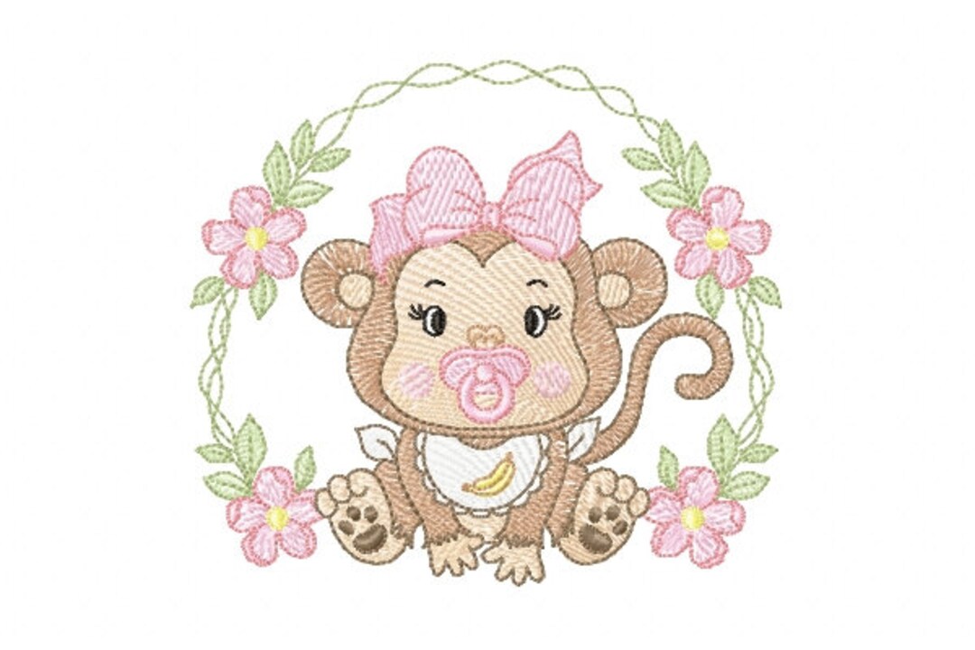 Jungle Safari Animal Baby Monkey Embroidery Designs 5 Sizes , File ...