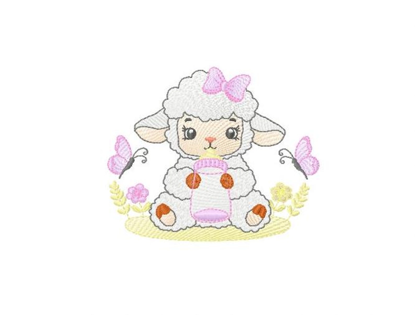 Baby Girl Sheep Embroidery Designs 5 Sizes , File Formats in Pes, Dst ...