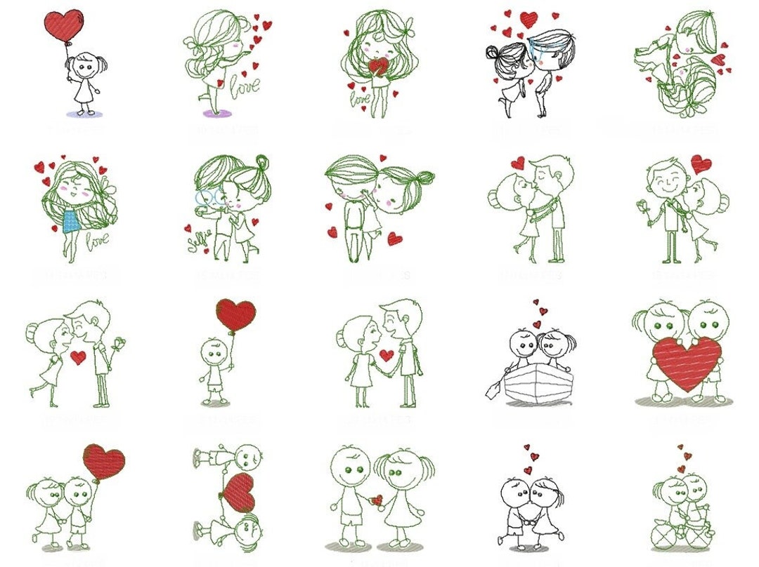 Love Embroidery Designs 3 Sizes, Valentines Embroidery Design, Couple ...