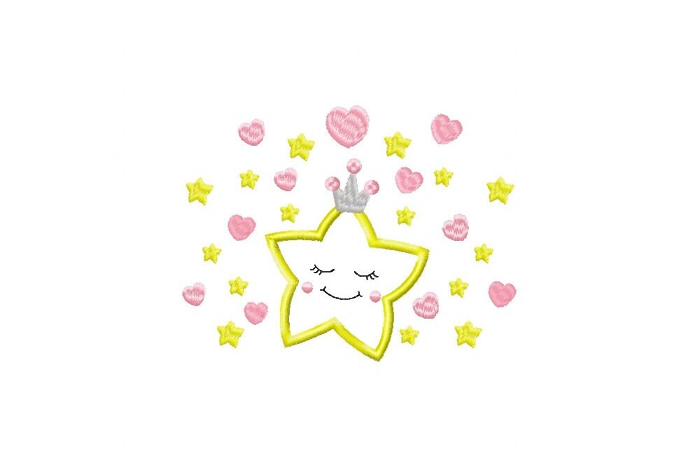Queen Star With Hearts Embroidery Designs File Formats in Pes - Etsy