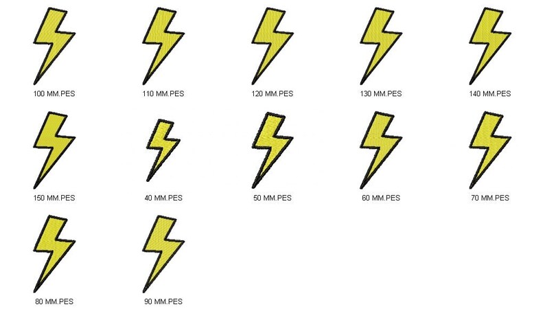 Lightning Bolt Embroidery Design 12 Sizes File Formats in - Etsy