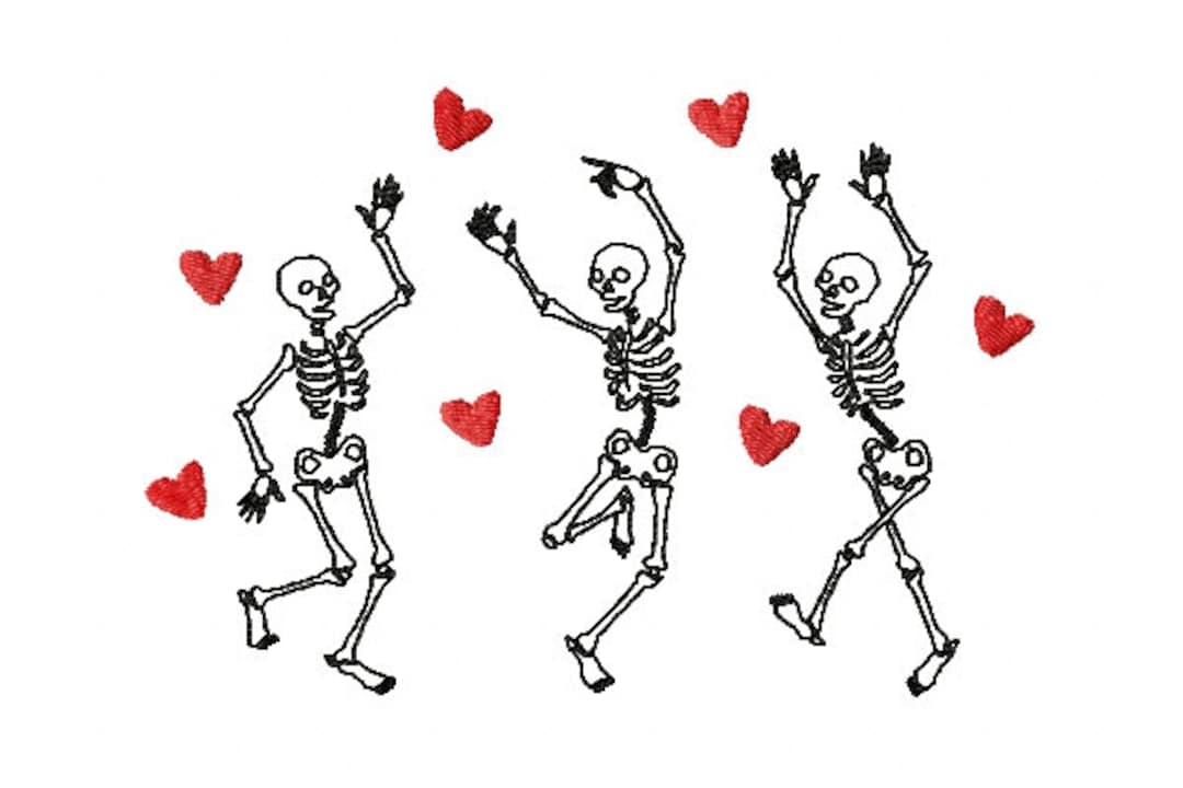 Valentine Dancing Skeleton Embroidery Designs, Valentines Day ...