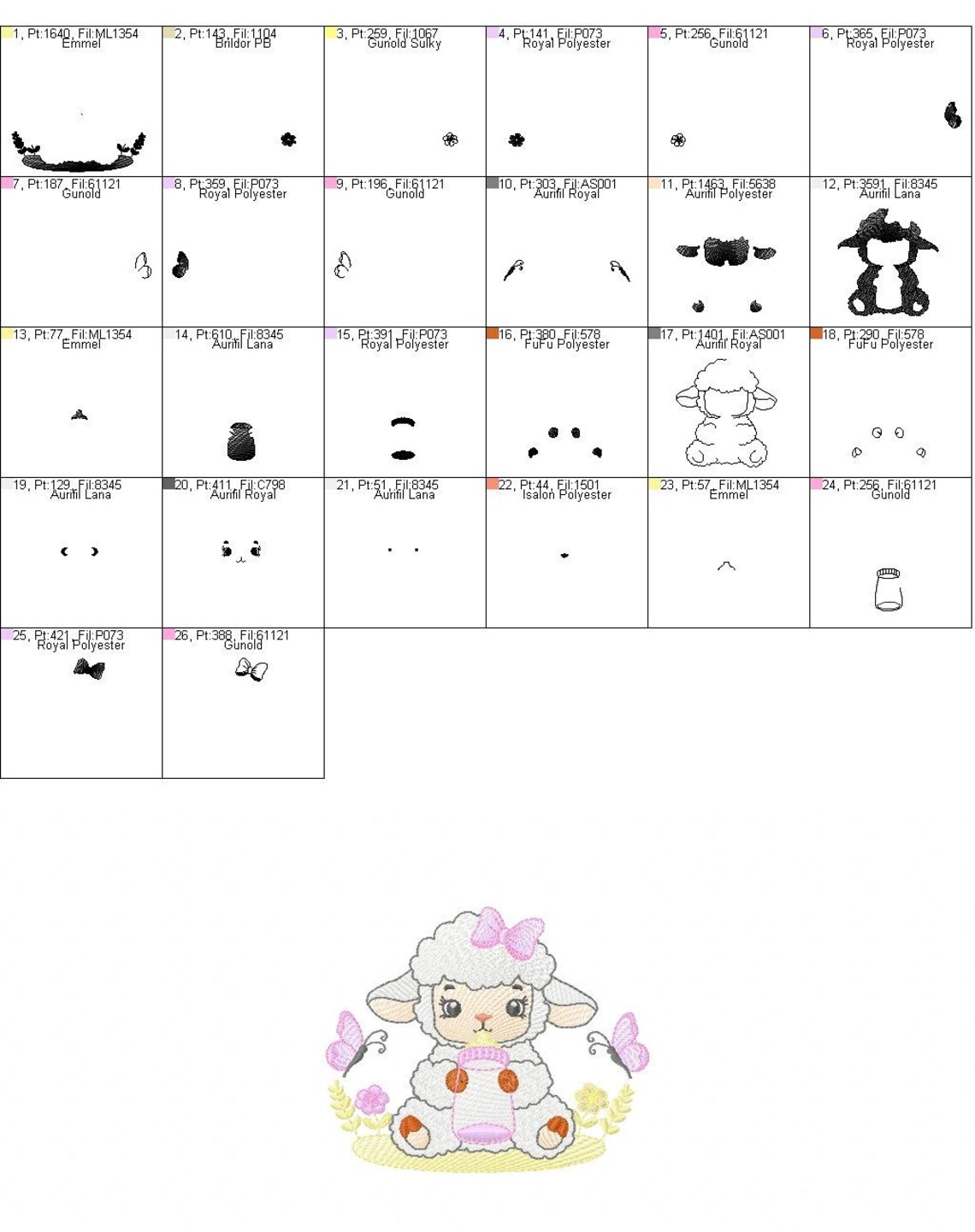 Baby Girl Sheep Embroidery Designs 5 Sizes , File Formats in Pes, Dst ...