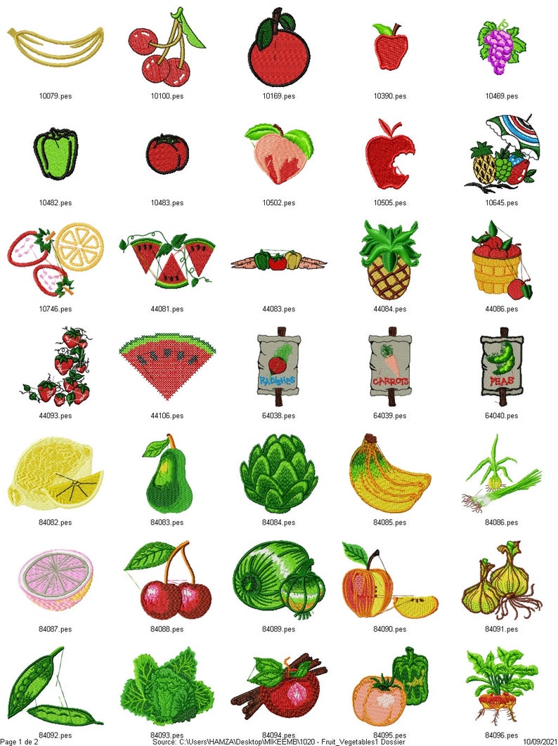 Fruit Vegetables Machine Embroidery Design 4 X 4 Hoop Sizes, File ...