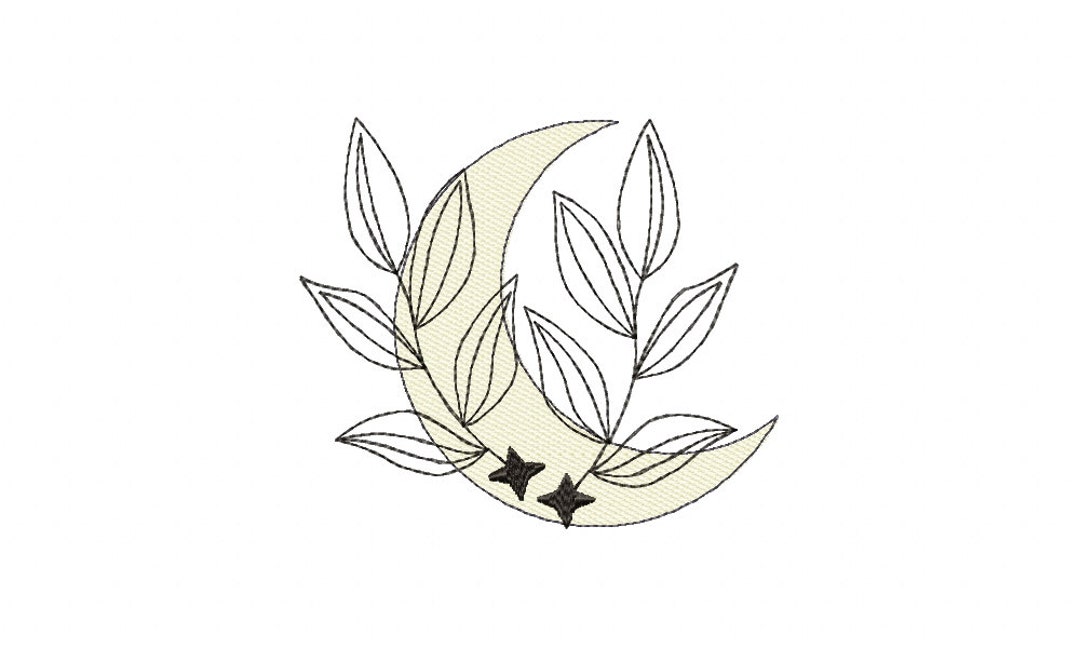 Moon With Flowers Machine Embroidery Design 4 Sizes, File Formats in ...