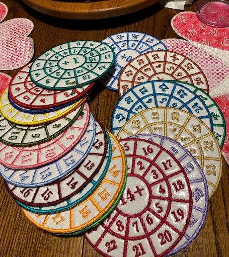 Maths Addition Plus Wheels Embroidery Design 1-20 Circle Charts ...
