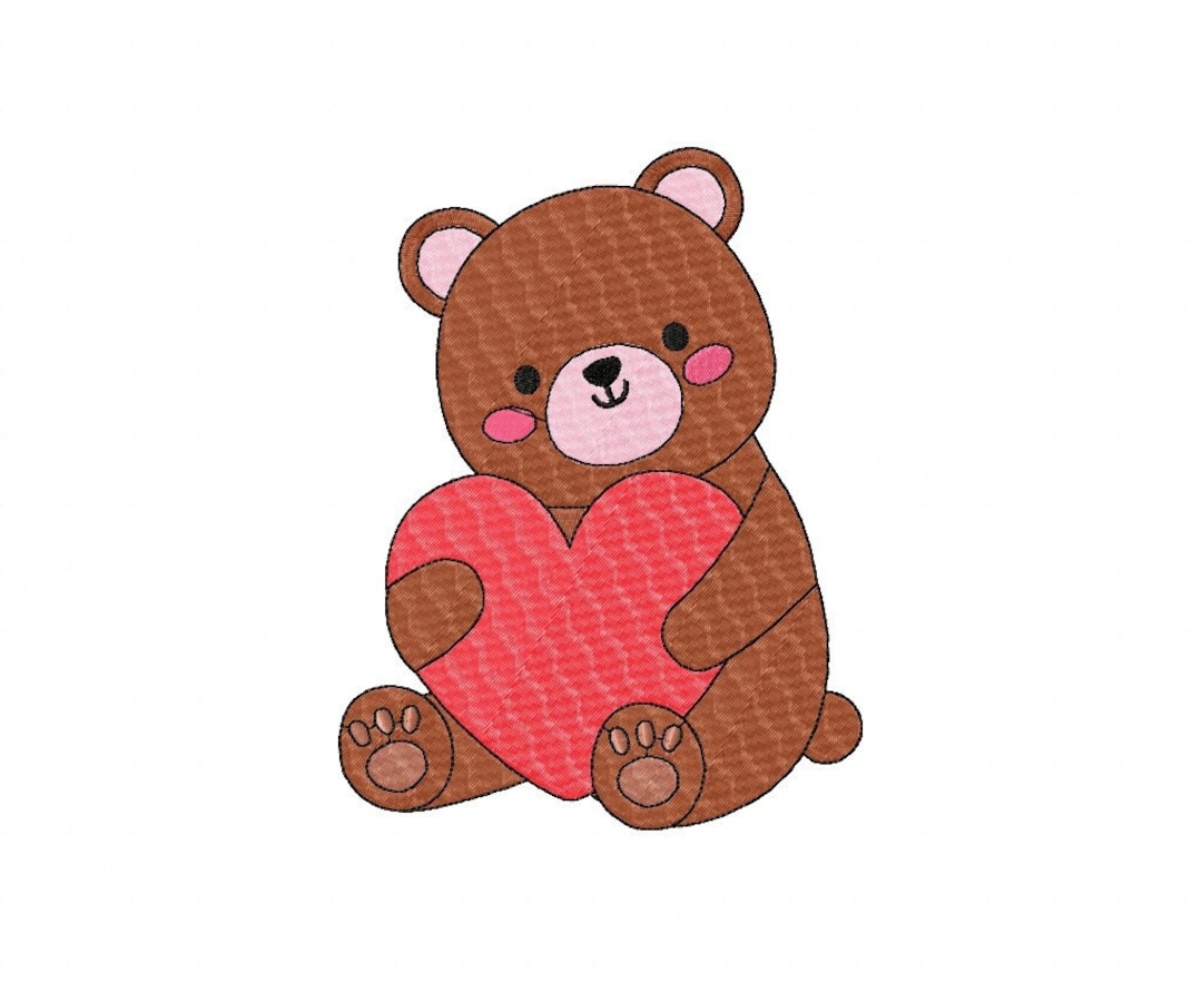 Love Bear Valentine Embroidery Design, Digitized Design Filled in ...