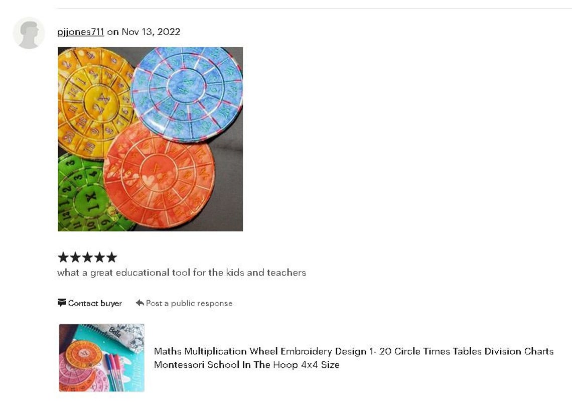 Maths Multiplication Wheel Embroidery Design 1 20 Circle - Etsy