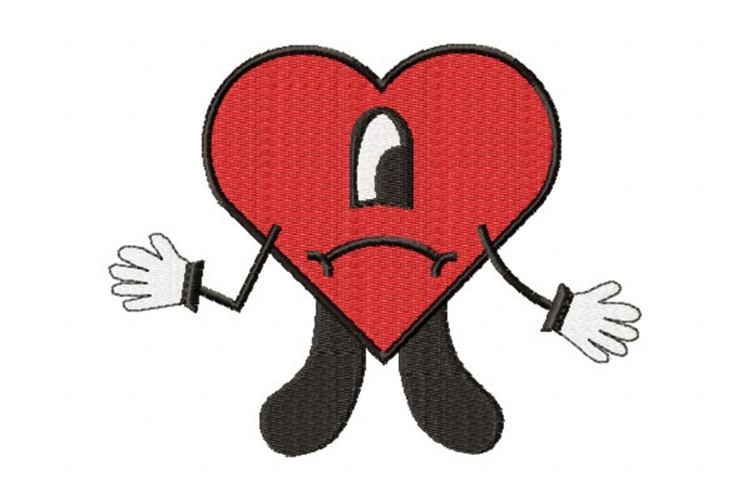 Sad Heart Embroidery File, Trendy Embroidery Files, Bad Bunny Inspired ...