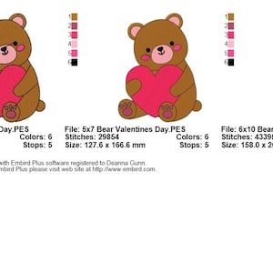 Love Bear Valentine Embroidery Design, Digitized Design Filled in ...