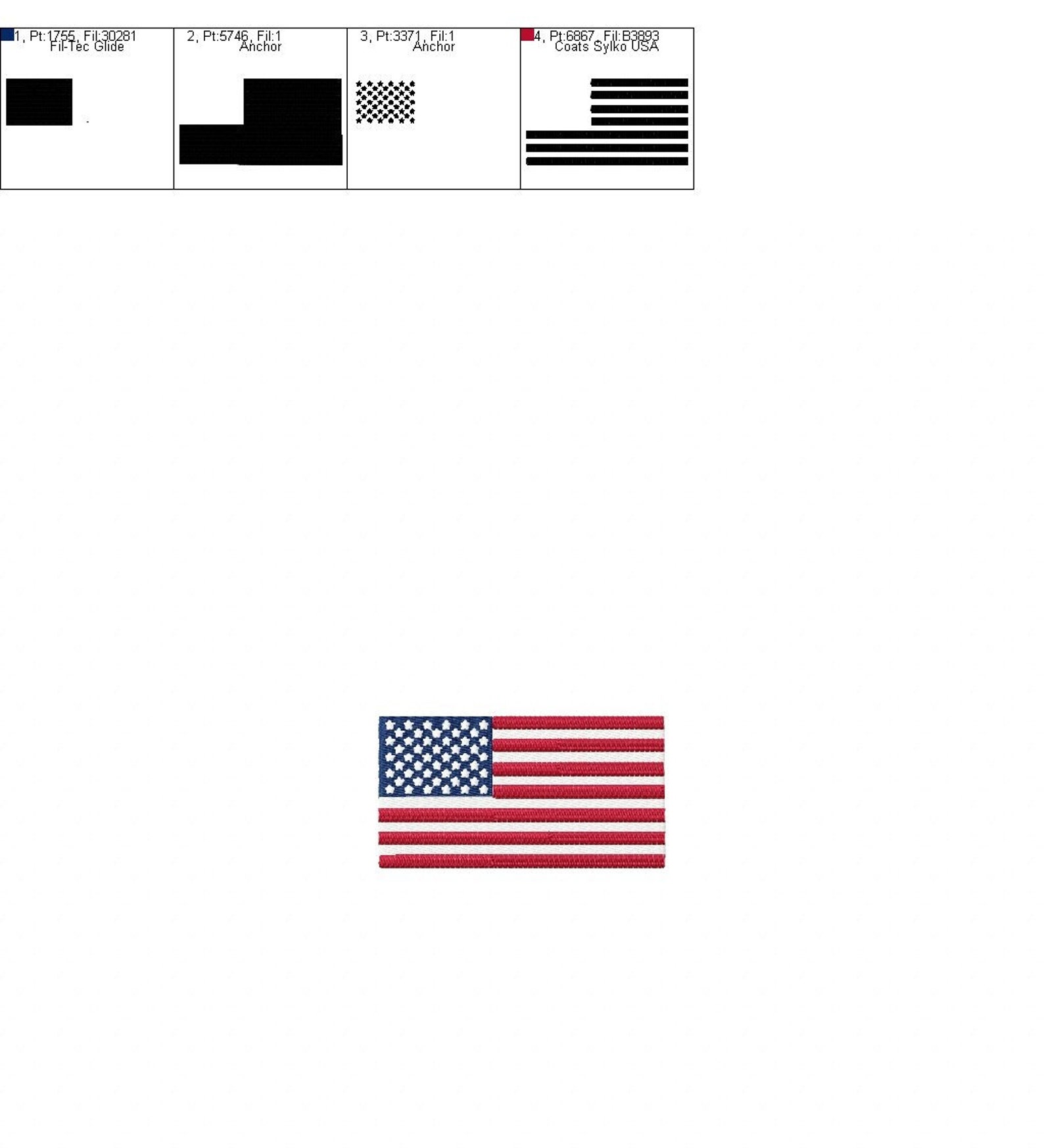 United States Flag Embroidery Design 5 Sizes , File Formats in Pes, Dst ...