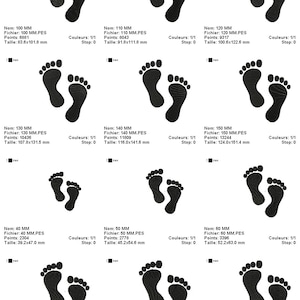 Footprints Embroidery Design 12 Sizes , File Formats in Pes, Dst, Jef ...