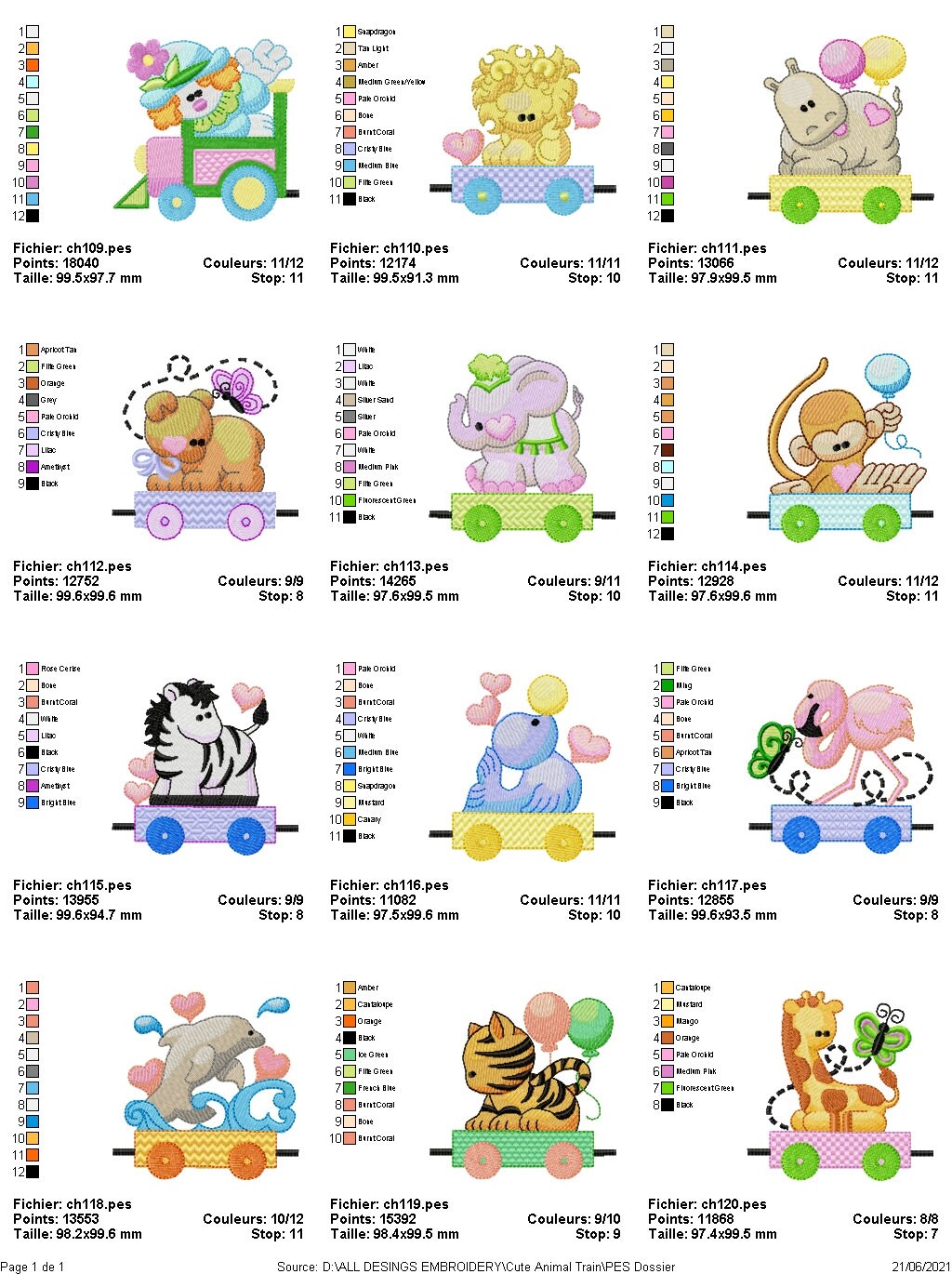 Animal Train Machine Embroidery Design 4 X 4 Hoop Sizes, File Formats ...