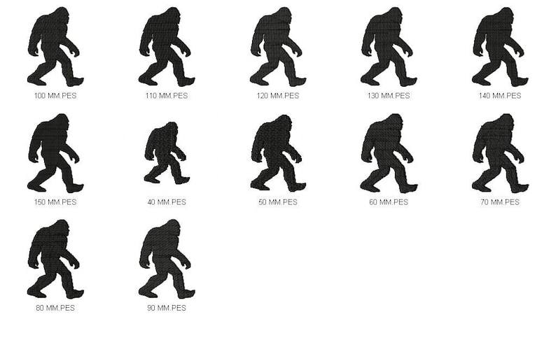 Bigfoot Silhouette Embroidery Design 12 Sizes , File Formats in Pes ...