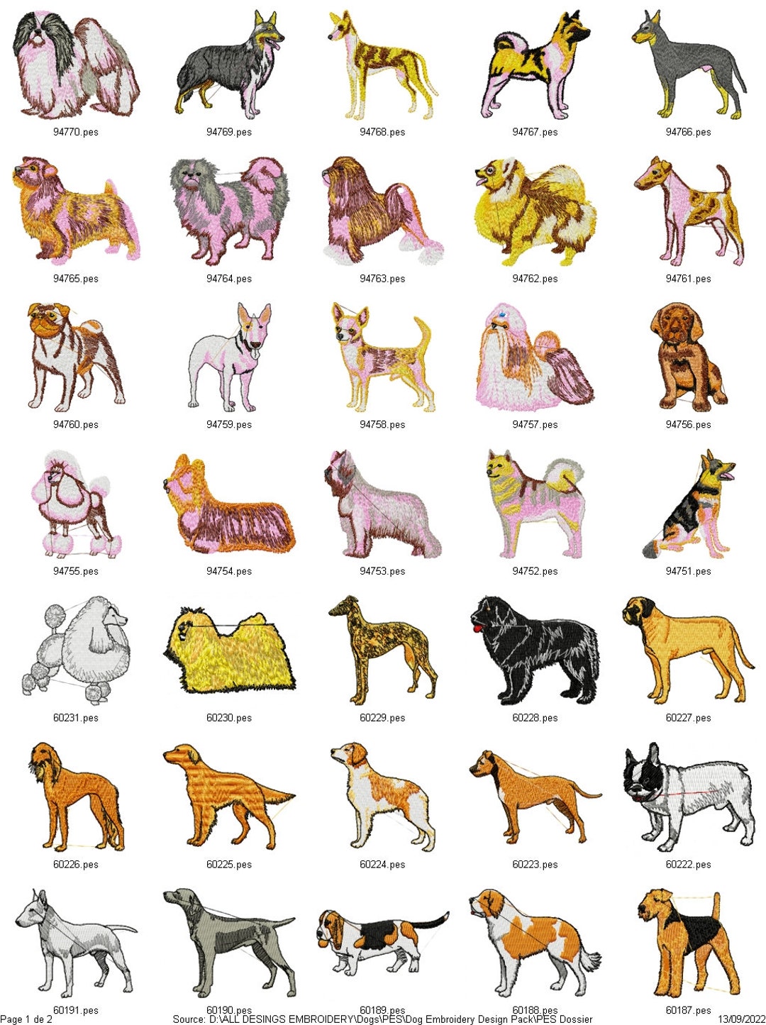 40 Dogs Bundle V2 Machine Embroidery Design 4 X 4 Hoop Sizes, File ...
