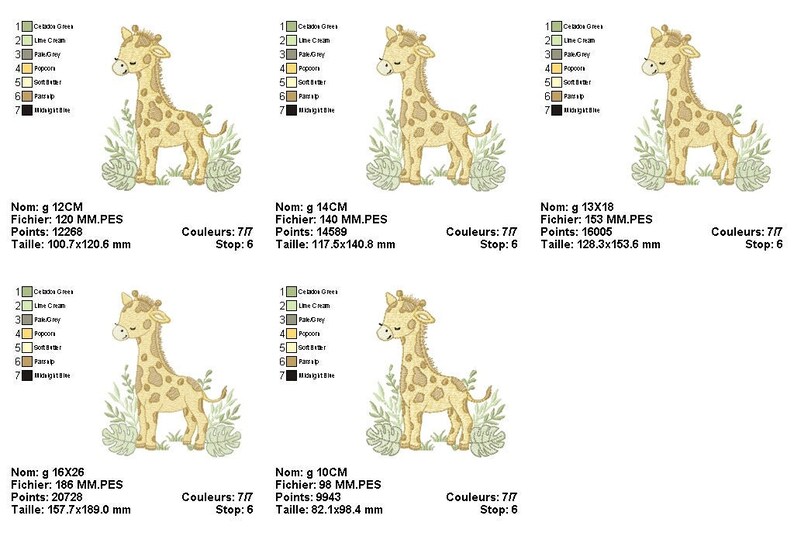 Safari Animal Giraffe Embroidery Designs 5 Sizes , File Formats in Pes ...
