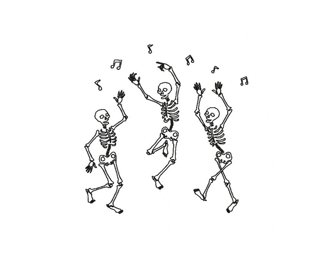 Dancing Skeletons Machine Embroidery Design, Spooky, Halloween, Cute ...