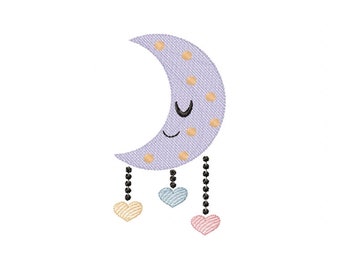 Smiley Face Moon Machine Embroidery Design 4 Sizes File - Etsy