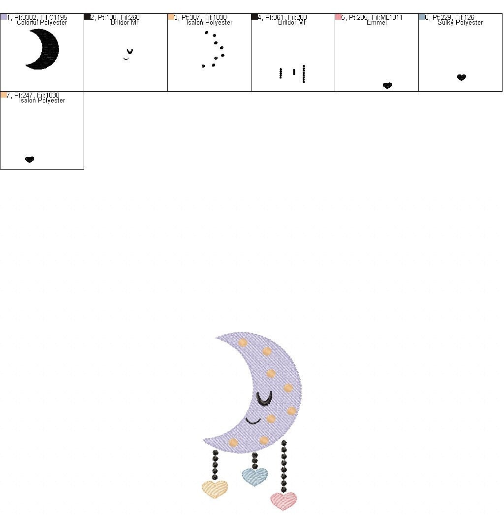 Smiley Face Moon With Hearts Machine Embroidery Design 4 - Etsy