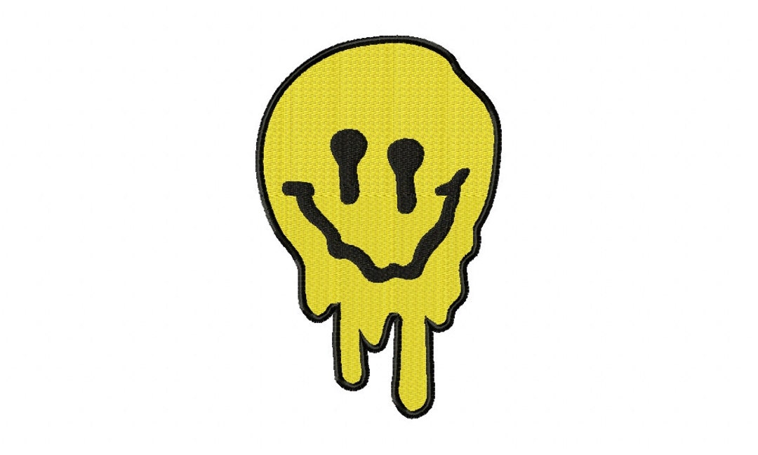 Drippy Smiley Face V2 Machine Embroidery Design 4 Sizes, File Formats ...