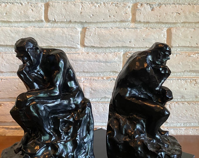 Vintage Barnes & Nobles Thinking Man Statue Bookends 1999 Office ...