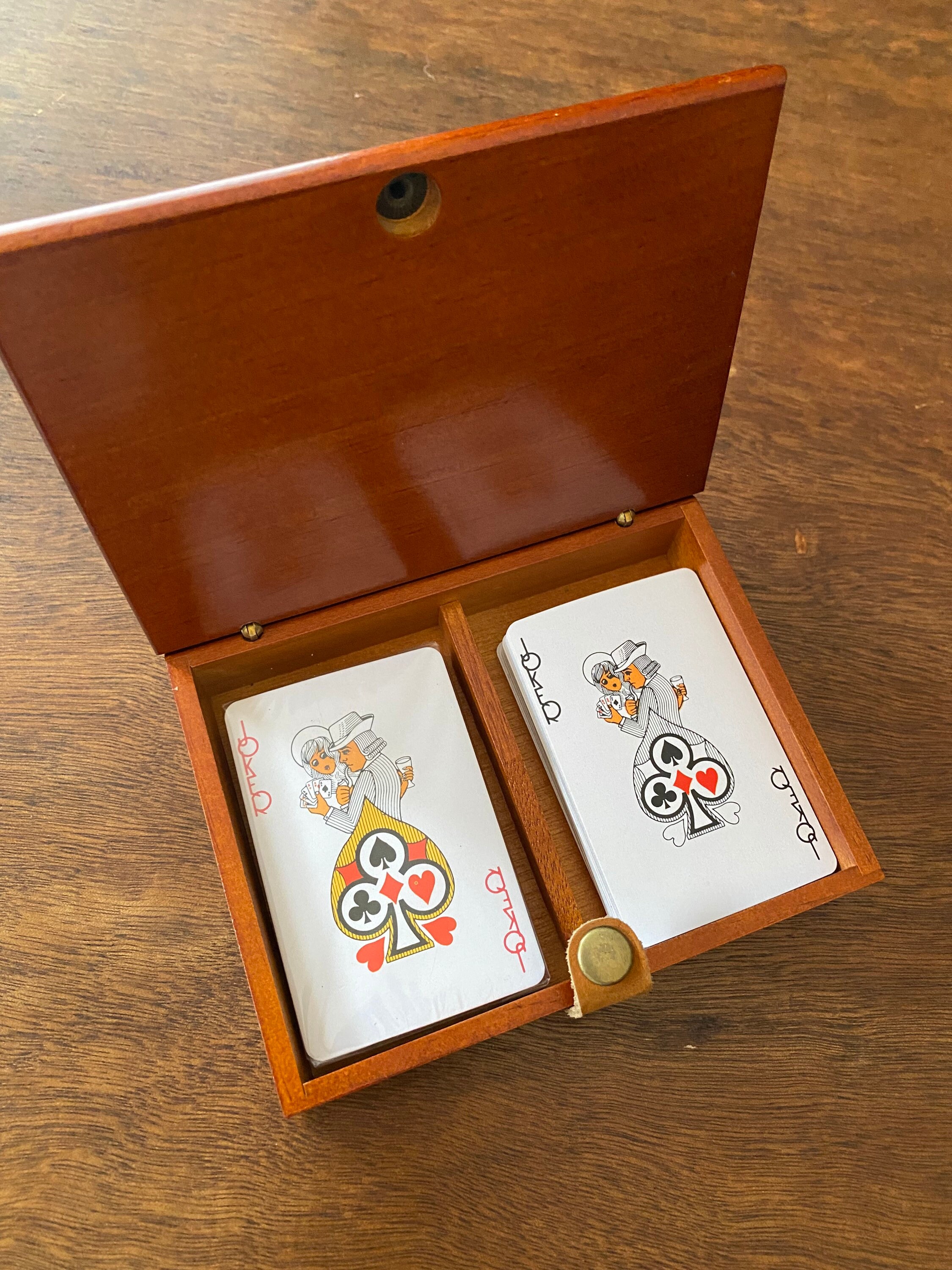 Vintage Wood Box for Playing Cards Hinged Poker Card Deck Storage - Etsy