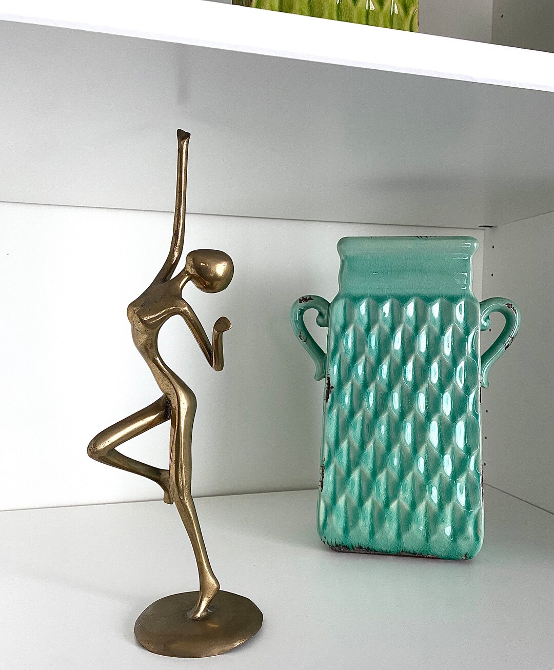 Vintage Brass Woman Nude Sculpture Female Streching Reach for the Sky ...