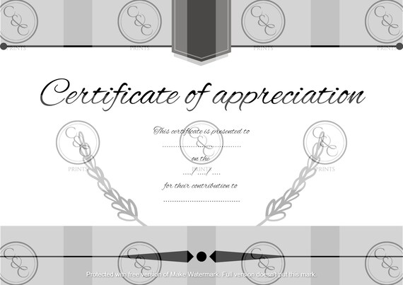 Certificate of Appreciation Greyscale A4 Digital File for - Etsy UK