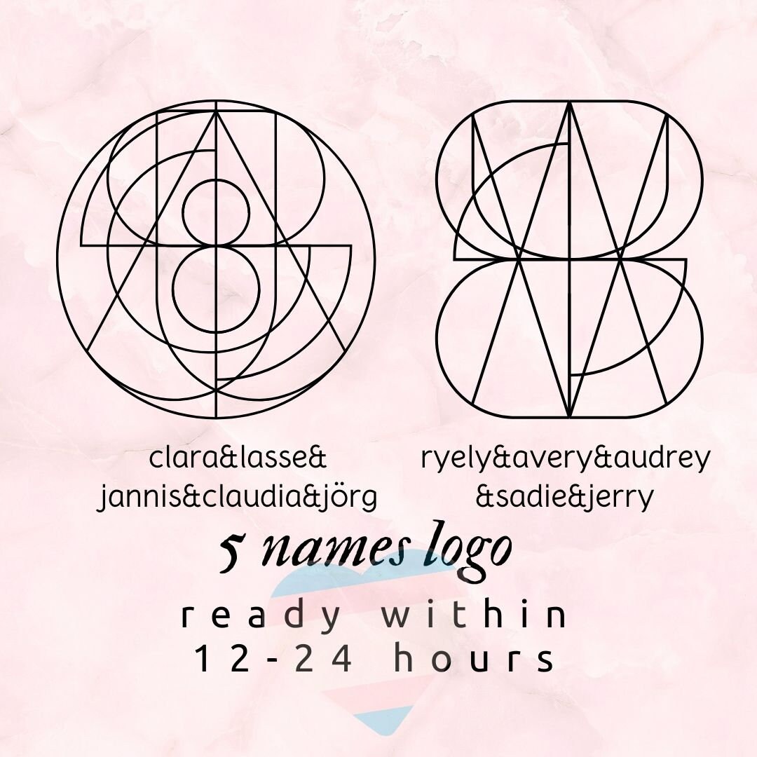 5 Names Logo, Initial Tattoo Download, Overlapping Letters, Couples ...
