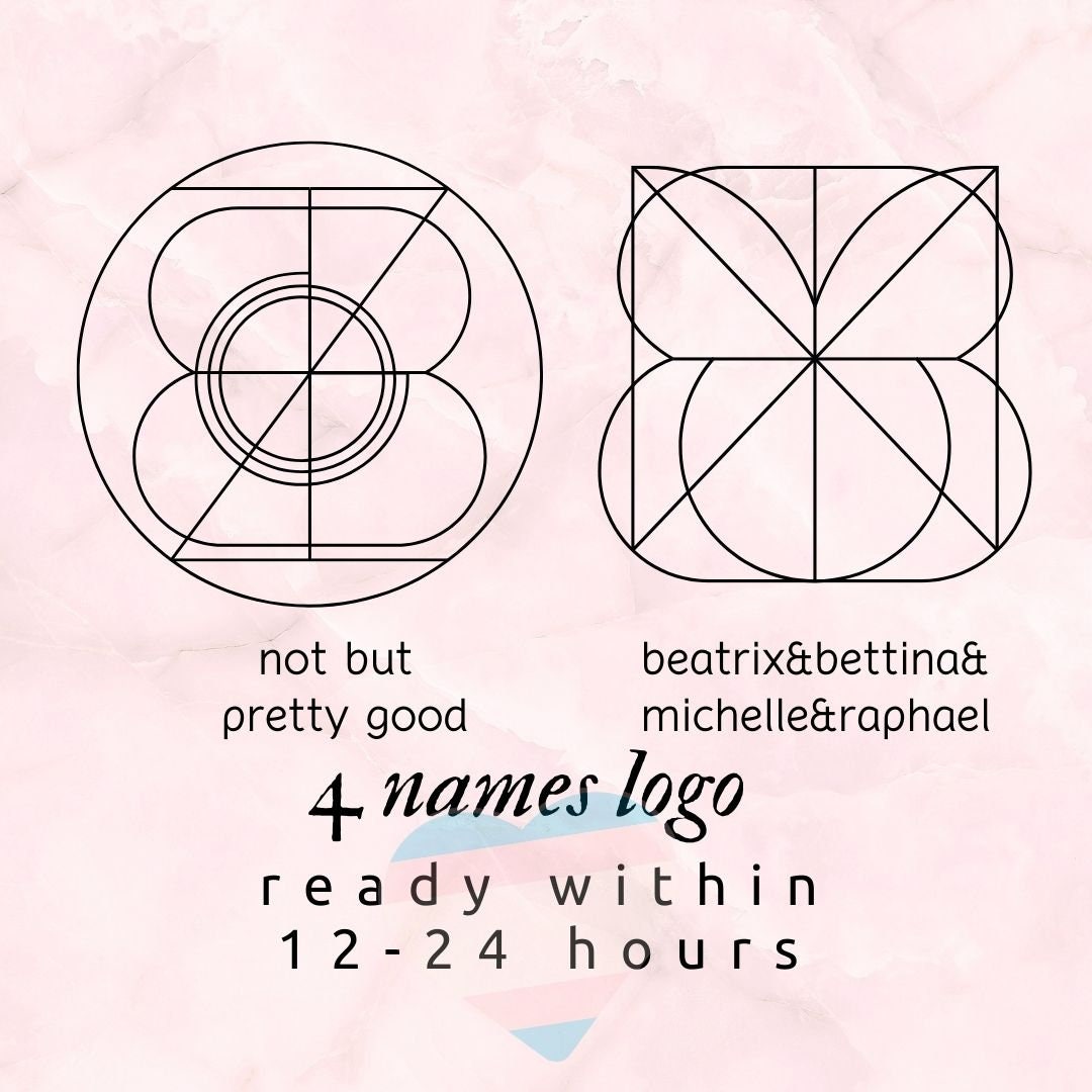 4 Names Logo, Initial Tattoo Download, Overlapping Letters, Couples ...