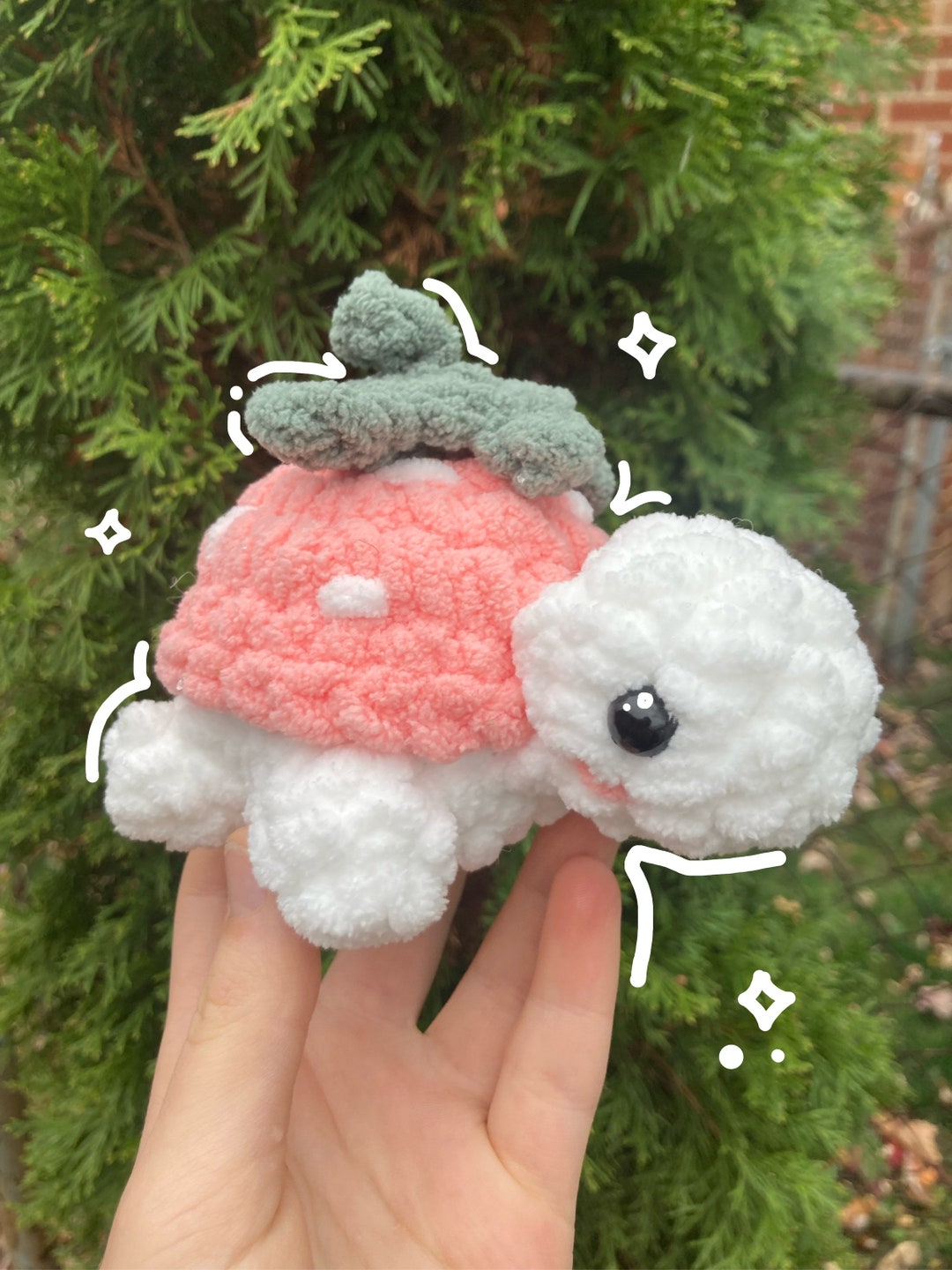 Cute Strawberry Turtle Plush Turtle Plushie Strawberry Turtle Crochet ...